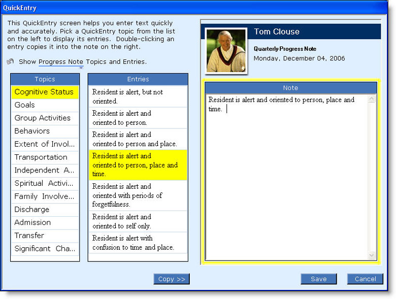 Resident Progress Notes